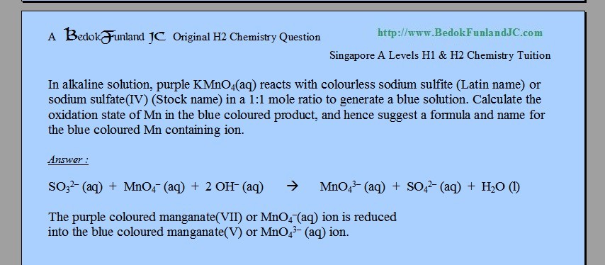 BedokFunland JC (H2 Chem Tuition by Ex-MOE Teacher)